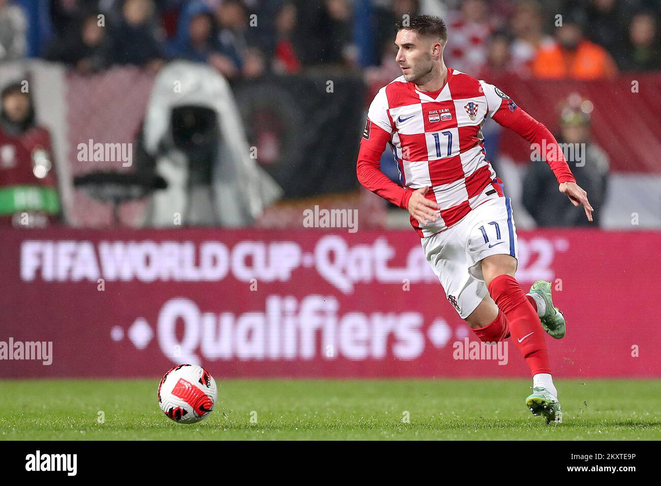 Luka Ivanusec of Croatia in action during the 2022 FIFA World Cup Group ...