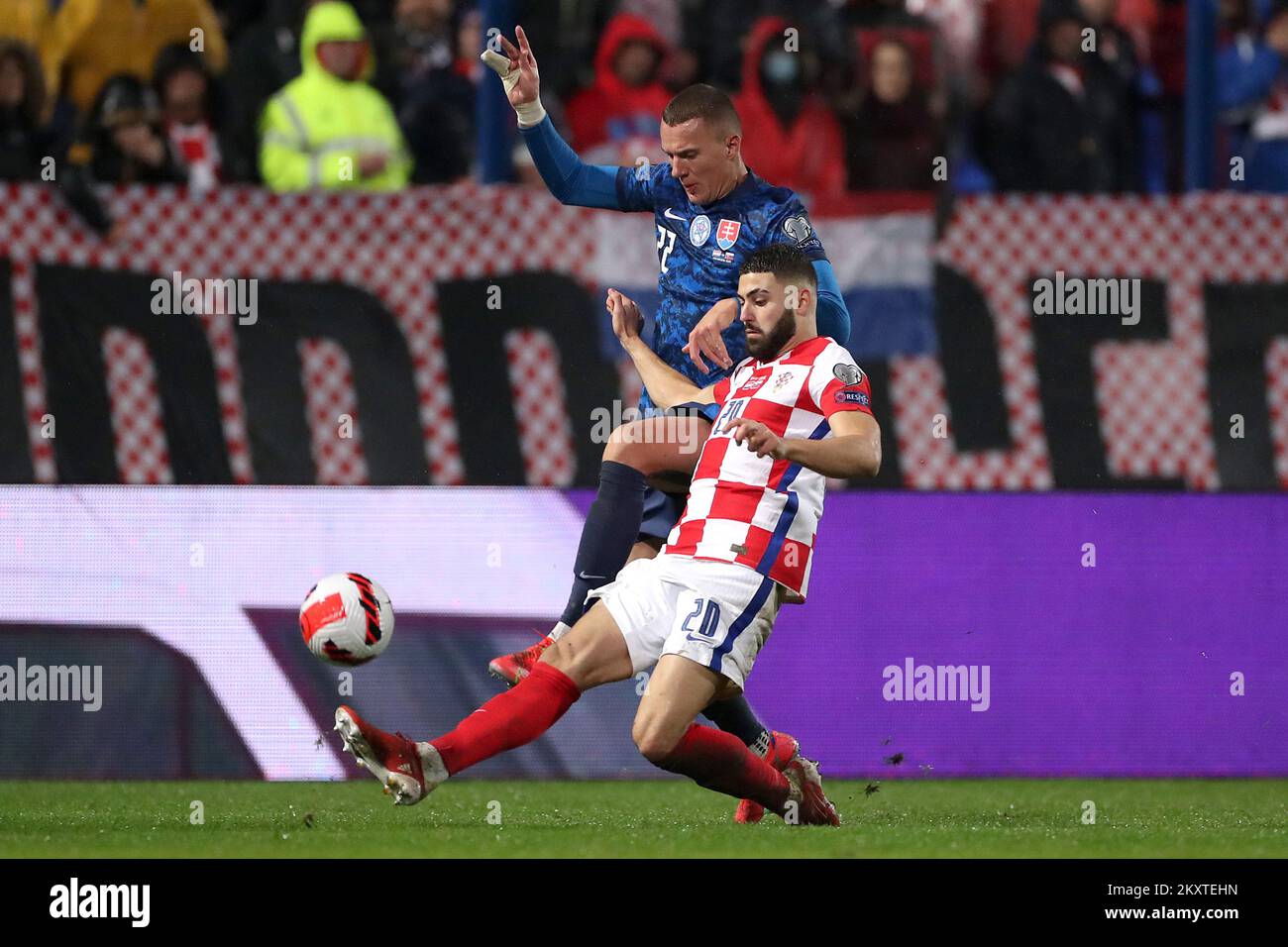 Josko Gvardiol of Croatia and Ladislav Almasi of Slovakia in action ...