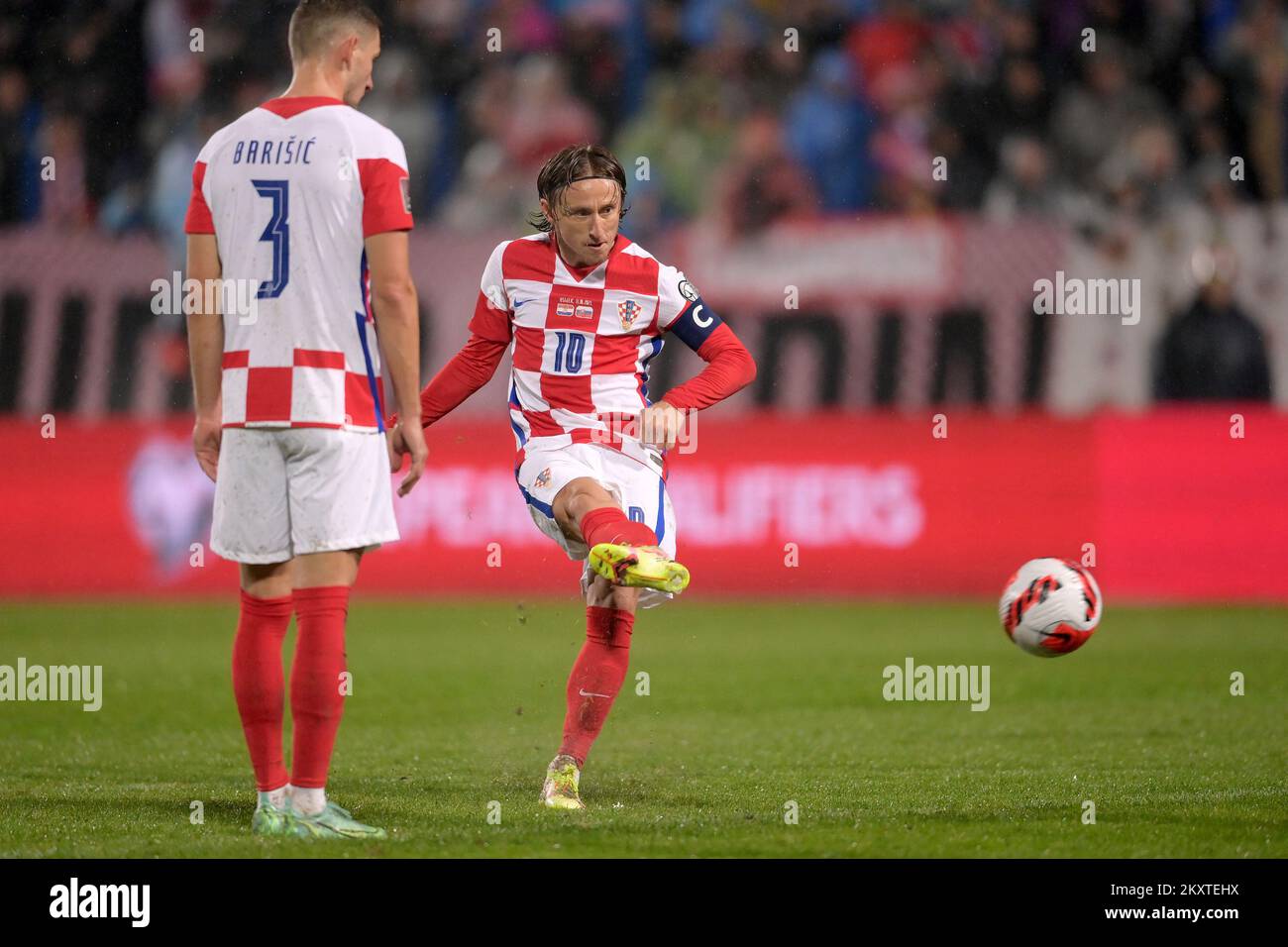 Luka Modric of Croatia shots a goal during the 2022 FIFA World Cup ...