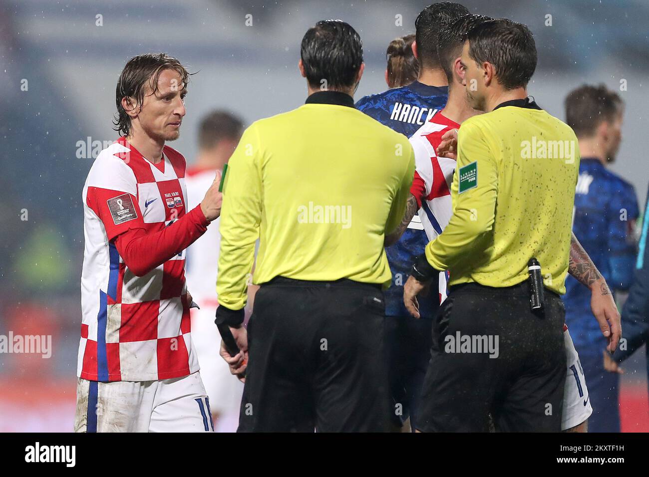 Luka Modric of Croatia shake hands with Referee Ovidiu Hategan after ...