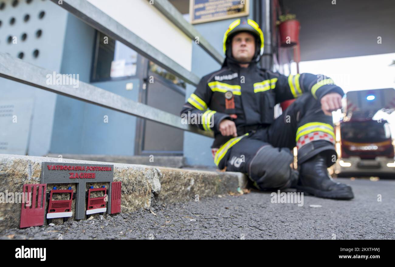 At the road entrance to the Public Fire Station Centar in Savska cesta ...