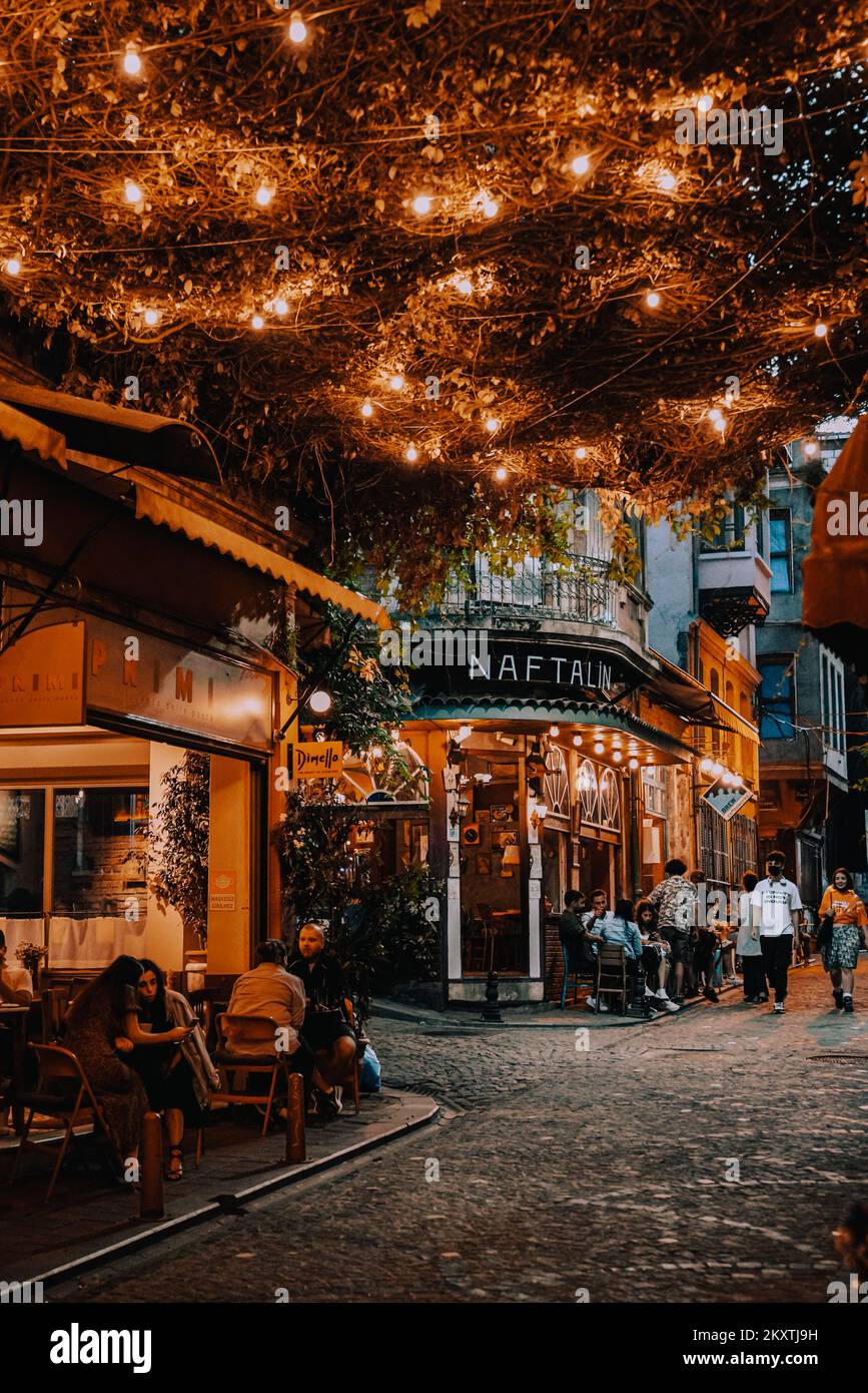 Balat district street view in Istanbul. Balat is popular tourist ...