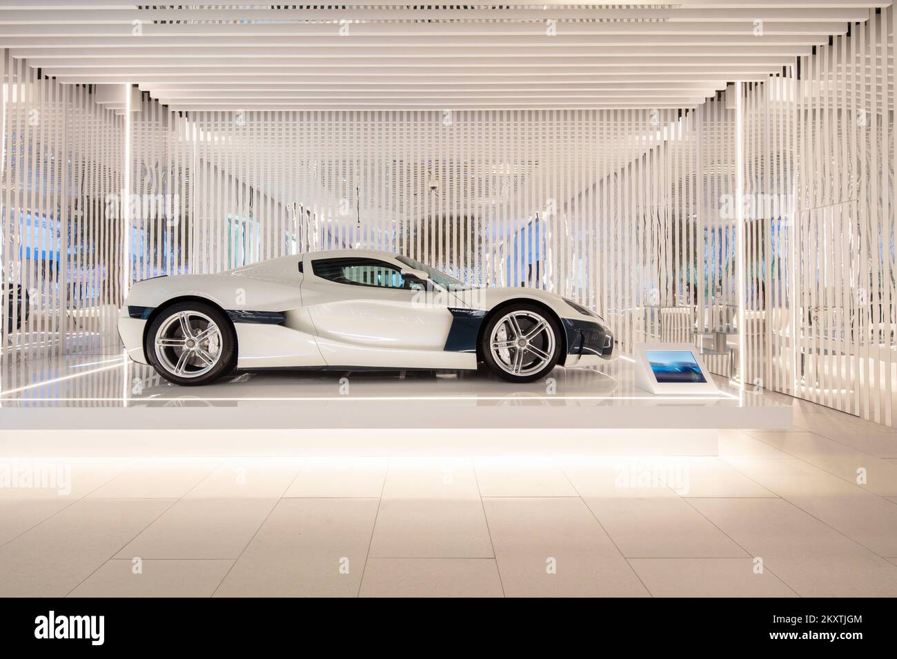 Rimac Nevera electric hypercar is seen at Croatia Pavilion during DUBAI ...