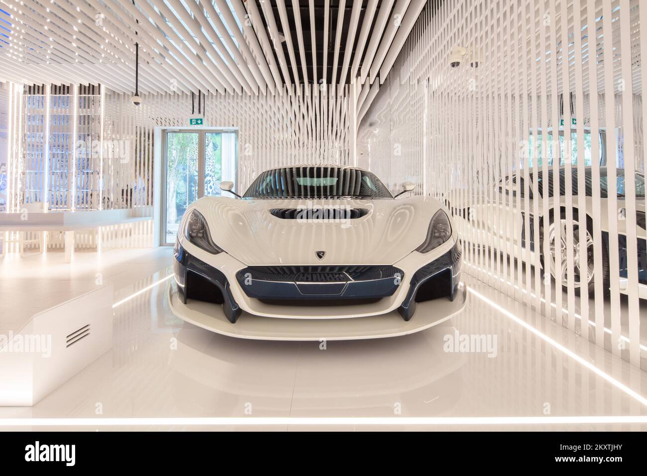 Rimac Nevera electric hypercar is seen at Croatia Pavilion during DUBAI ...