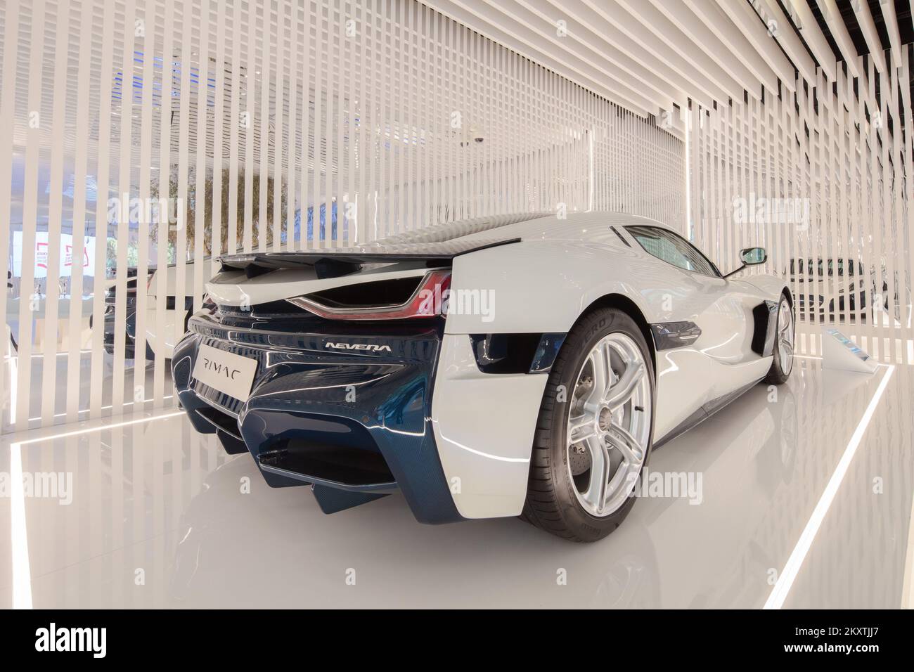 Rimac Nevera electric hypercar is seen at Croatia Pavilion during DUBAI ...
