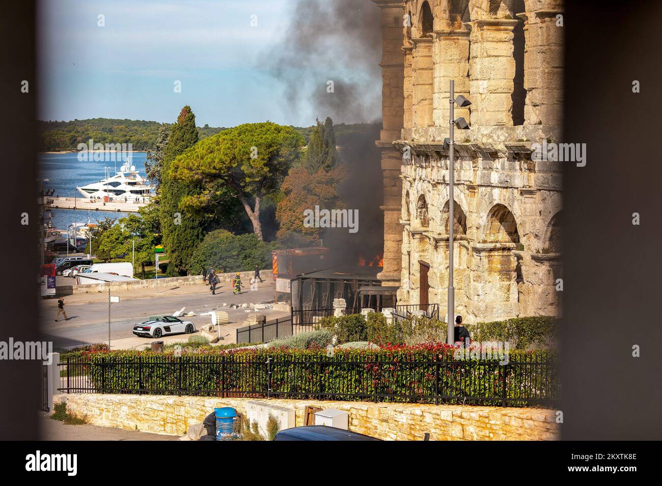 A car explode on the set of a TV series Ze Network at Arena ...