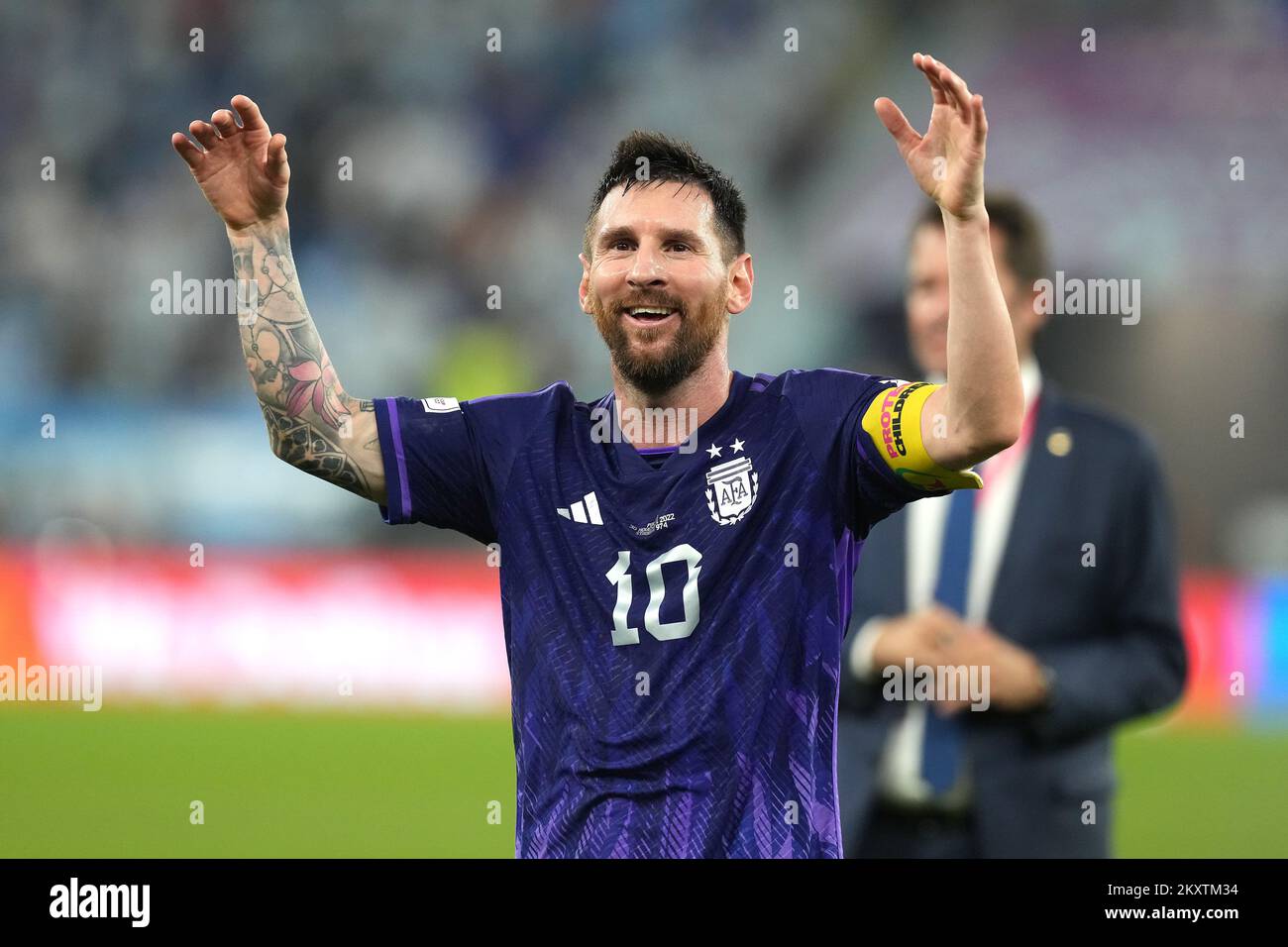 Argentina's Lionel Messi celebrates victory after the final whistle in ...