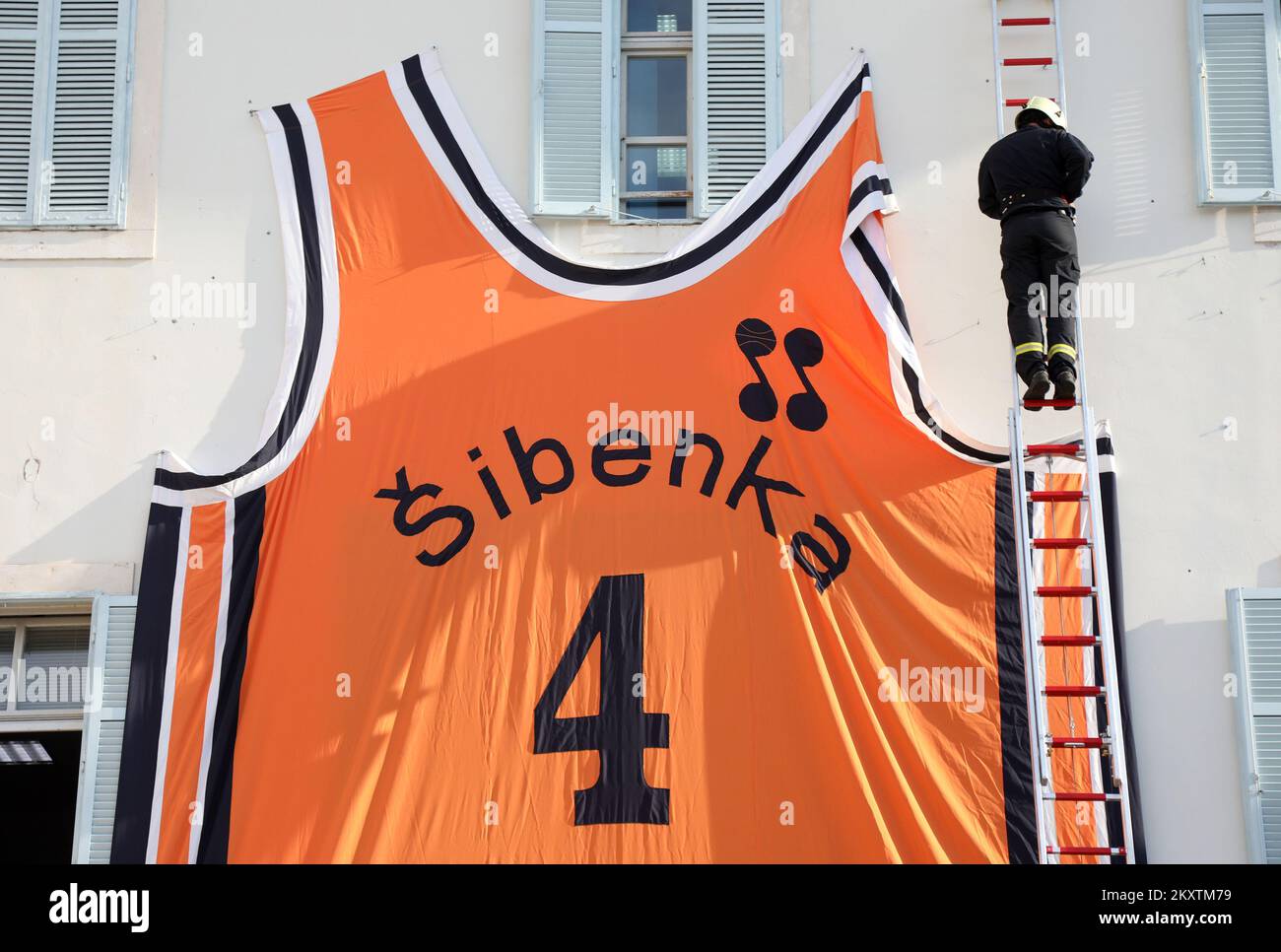 Giant Drazen Petrovic, number 4, basketball jersey of Sibenka ...