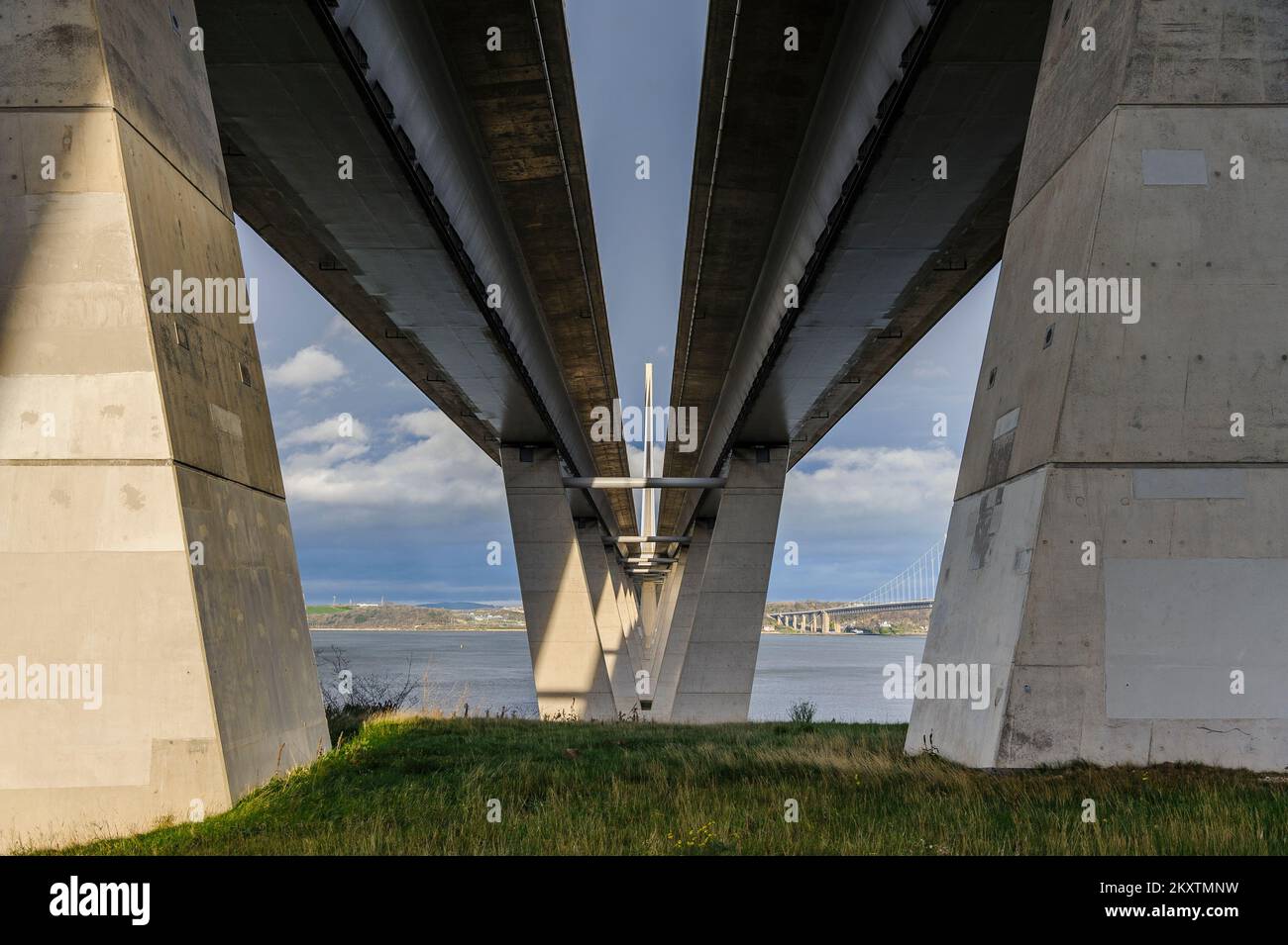 landscape view of structure of Queensferry Crossing bridge across the ...