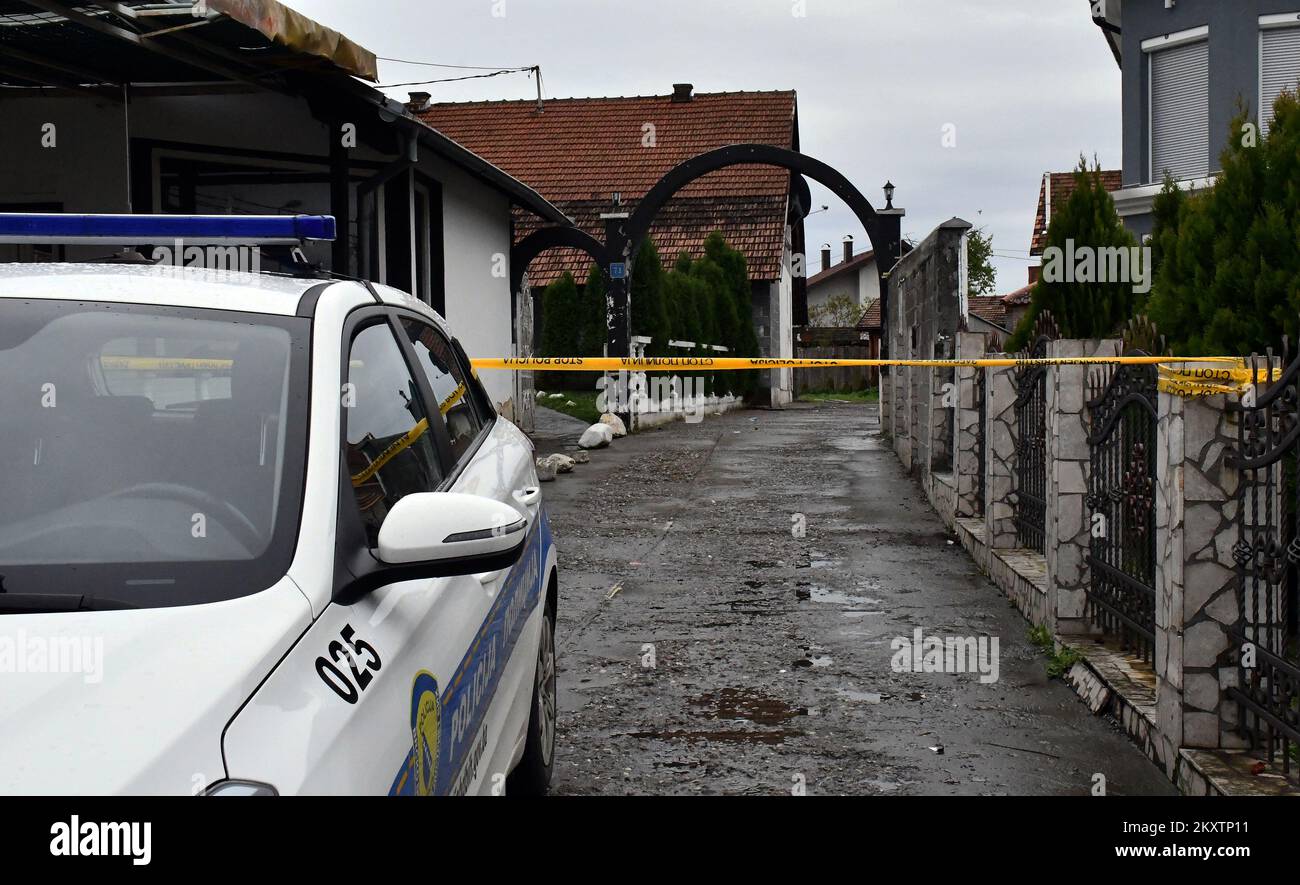 Police investigation of a fire in a residential building in Brcko, Bosnia and Herzegovina on ...