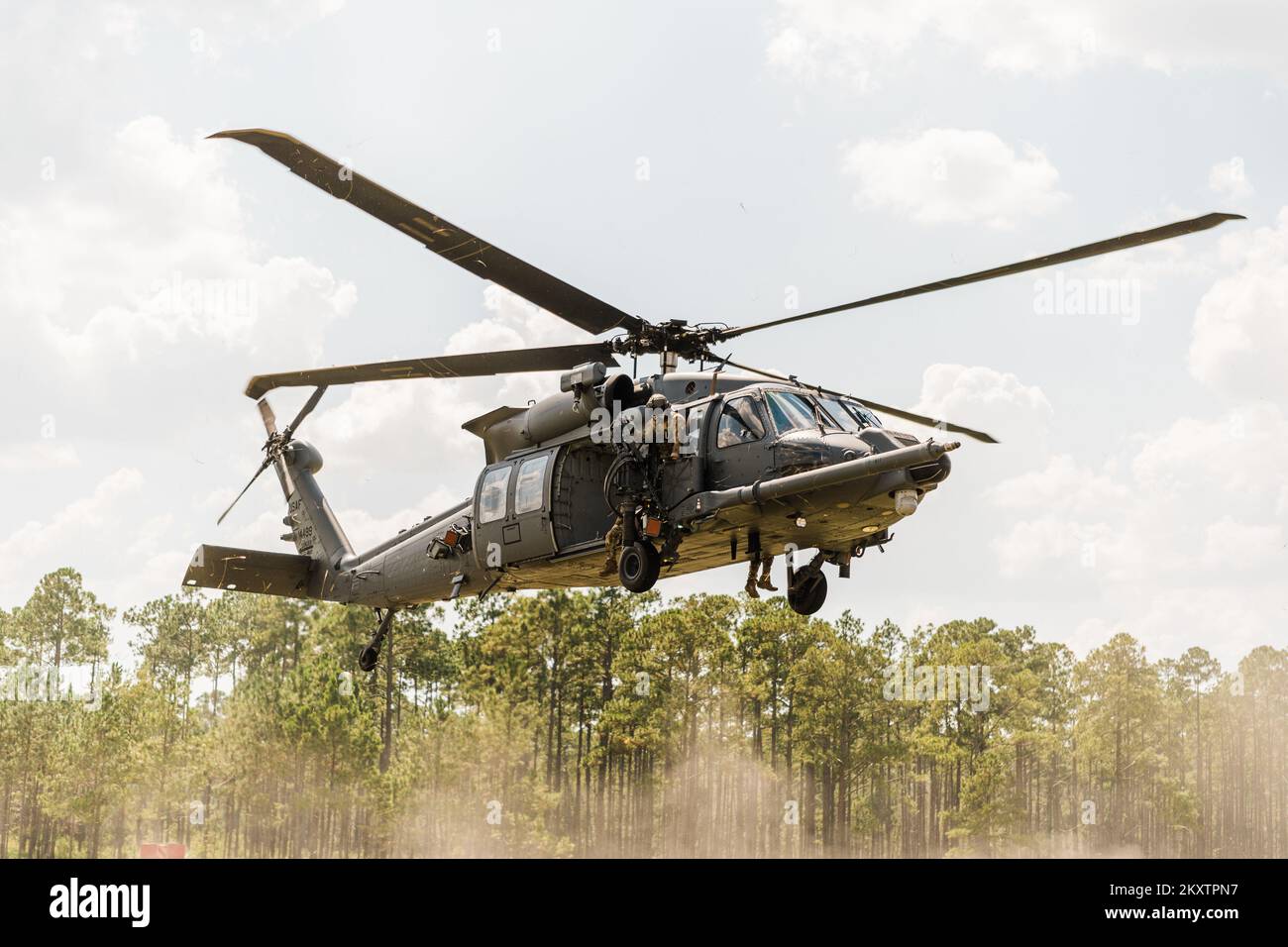 A U.S. Air Force HH-60W Jolly Green II helicopter lands at the ...