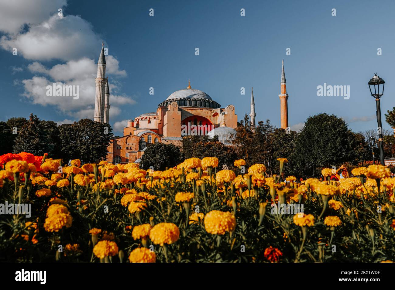 Sunny day architecture and Hagia Sophia Mosque Museum, in Eminonu ...