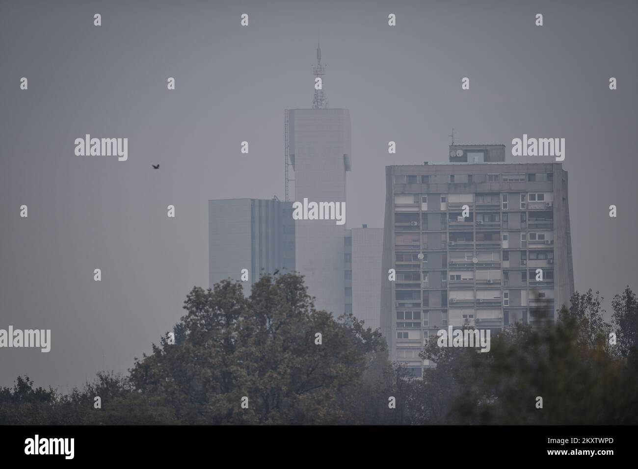 A skyscraper is seen during a smoggy day in Zagreb, Croatia on November ...