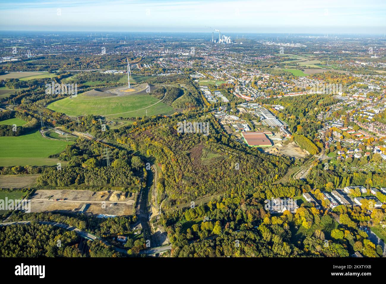 Aerial view, slag heap 22 Heringstrasse, Mottbruchhalde with wind ...