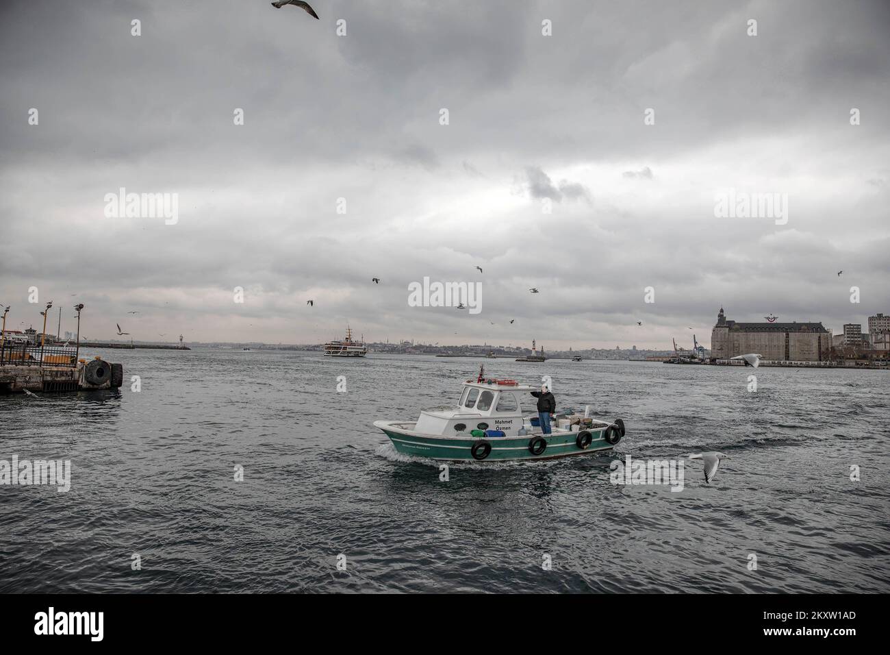 Istanbul, Turkey. 30th Nov, 2022. A fishing boat seen docking at ...