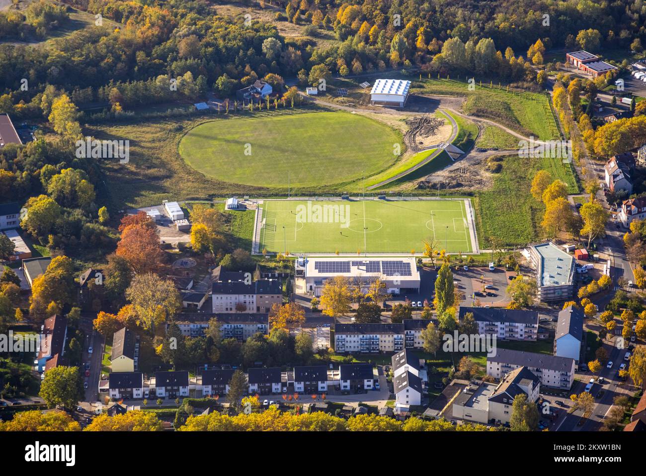 Aerial view, construction site for new SportPark Mottbruch, Brauck ...
