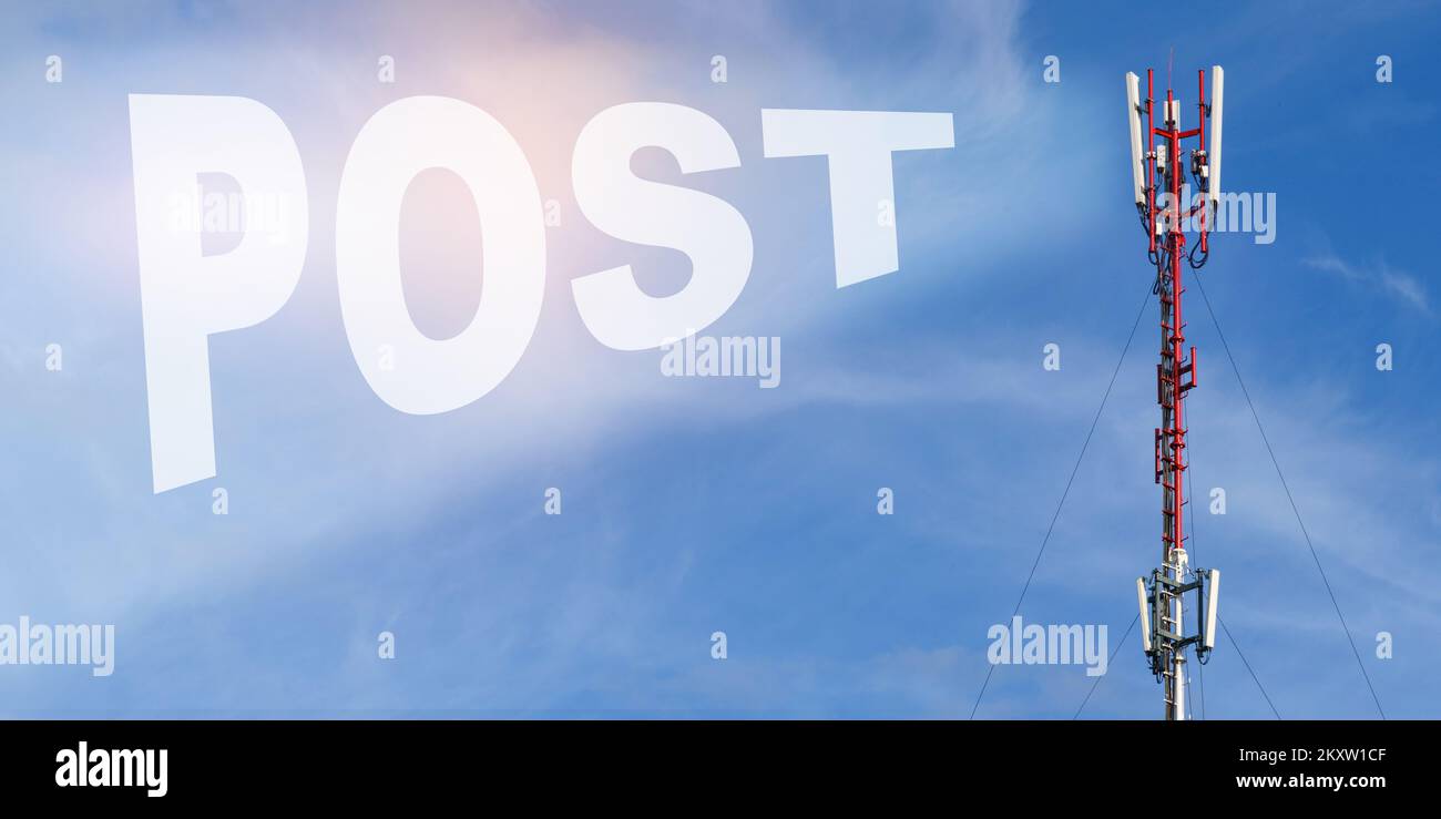 Communication and connection concept. Against the background of a blue ...