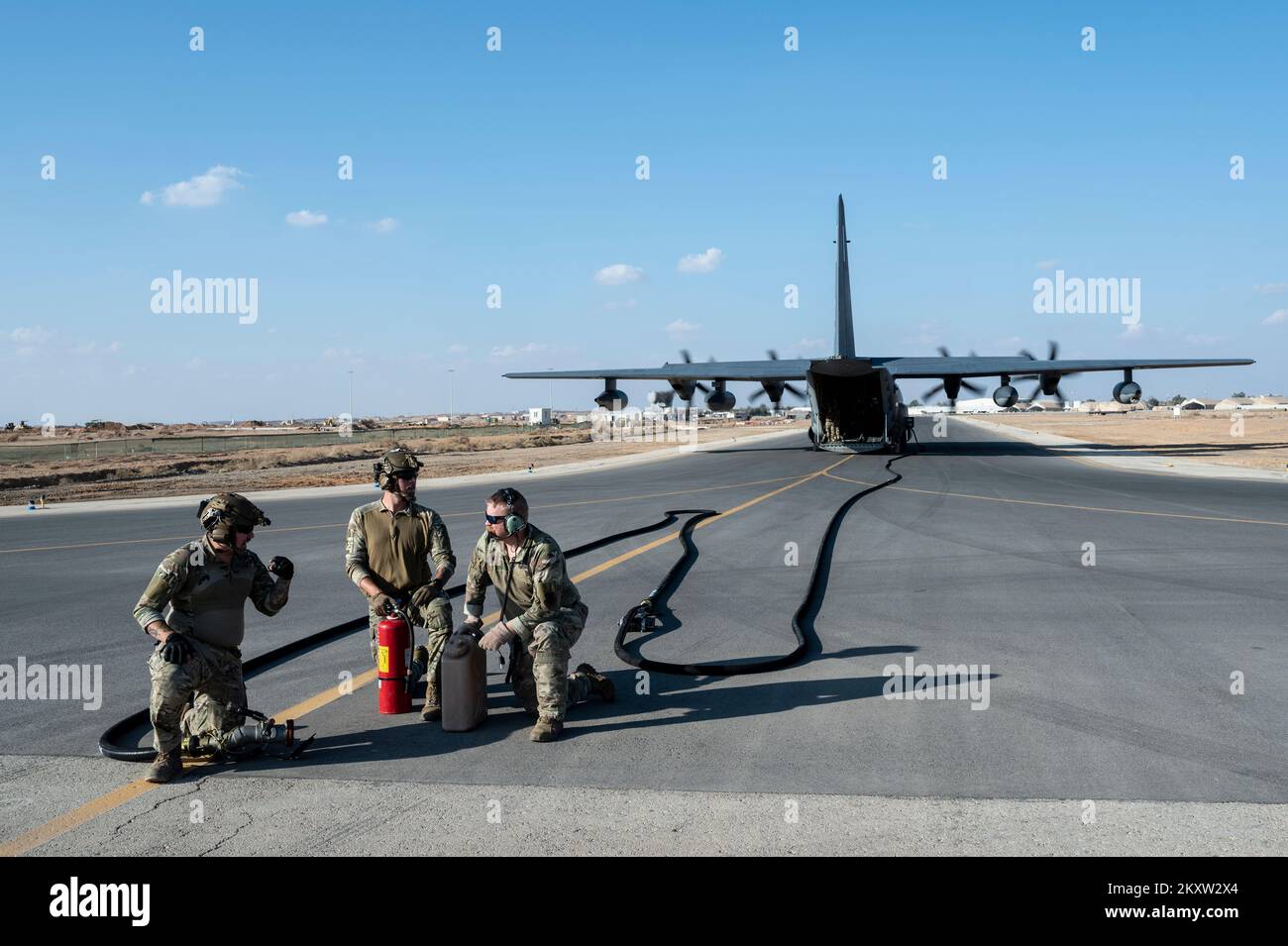 U.S. Air Force forward area refueling point (FARP) specialists and ...