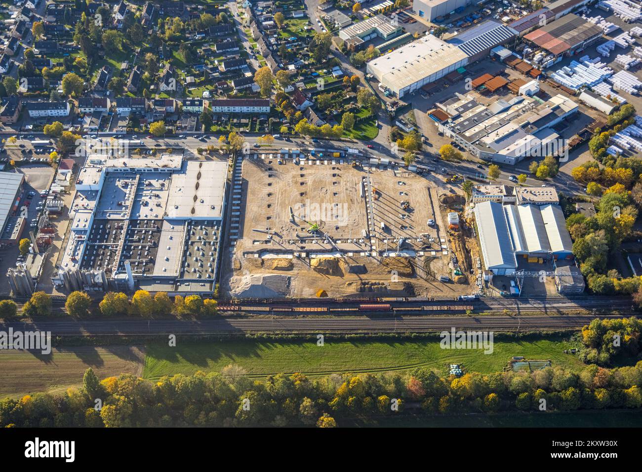 Aerial view, industrial park Ellinghorst, former Döllken / Surteco ...
