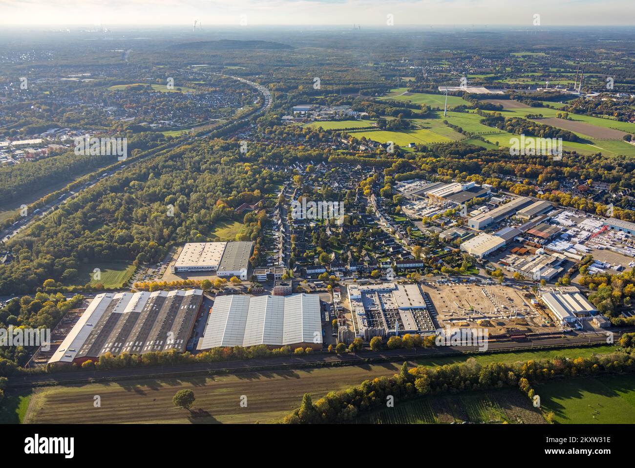 Aerial view, industrial park Ellinghorst, former Döllken / Surteco ...