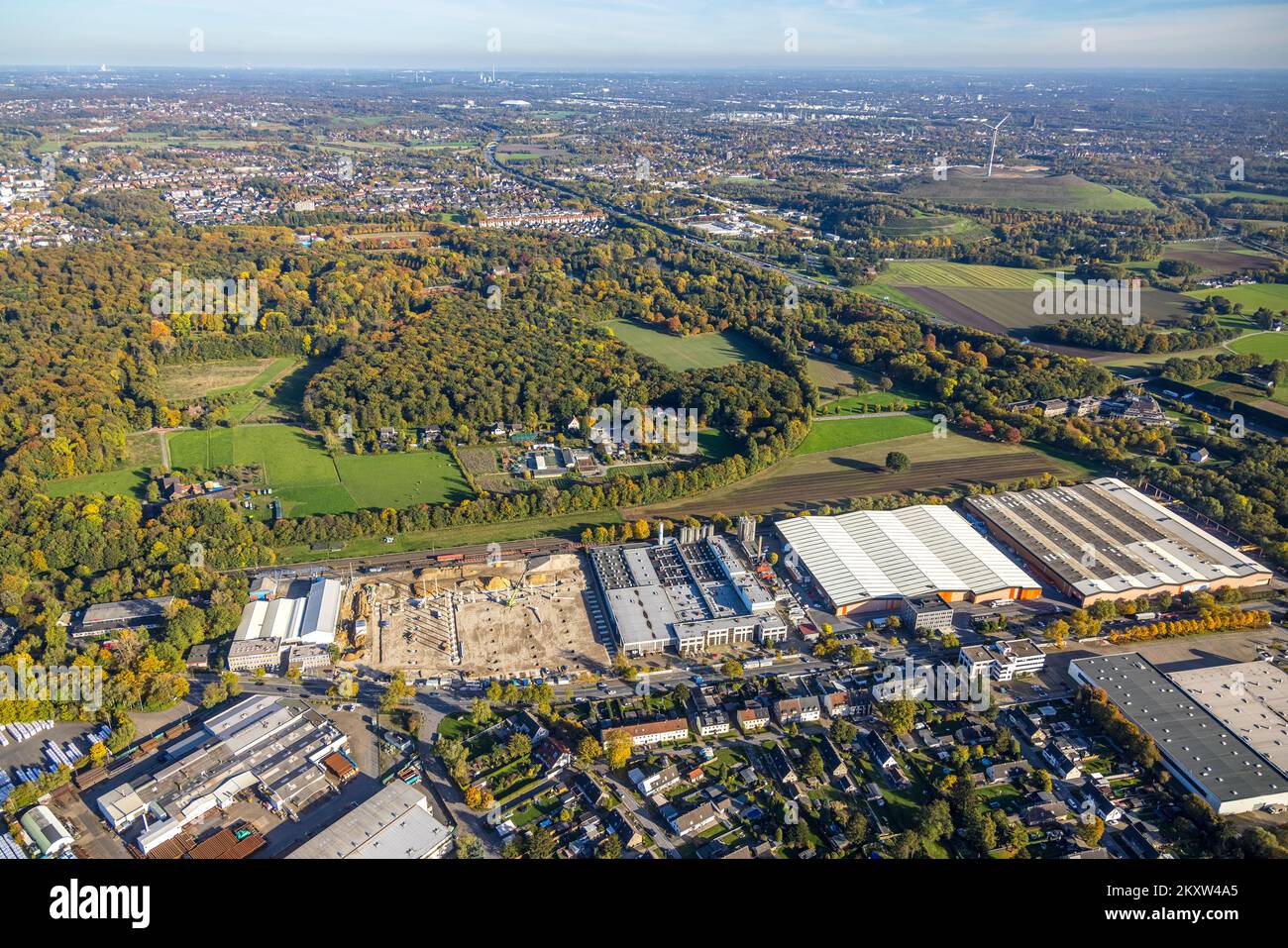 Aerial view, industrial park Ellinghorst, former Döllken / Surteco ...