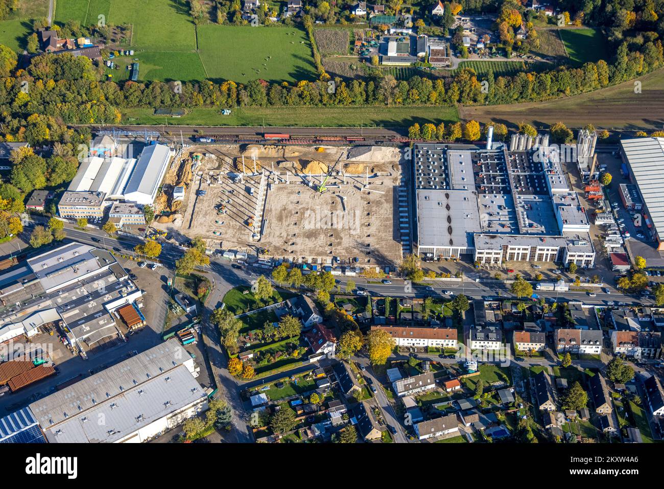 Aerial view, industrial park Ellinghorst, former Döllken / Surteco ...