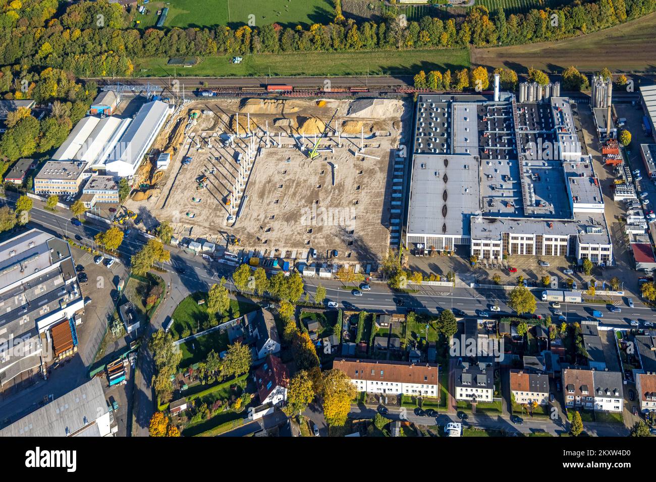 Aerial view, industrial park Ellinghorst, former Döllken / Surteco ...