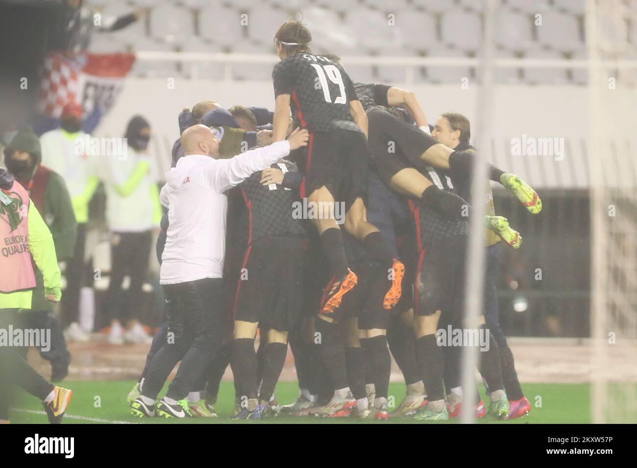 SPLIT, CROATIA - NOVEMBER 14: The Croatian national team celebrates the ...