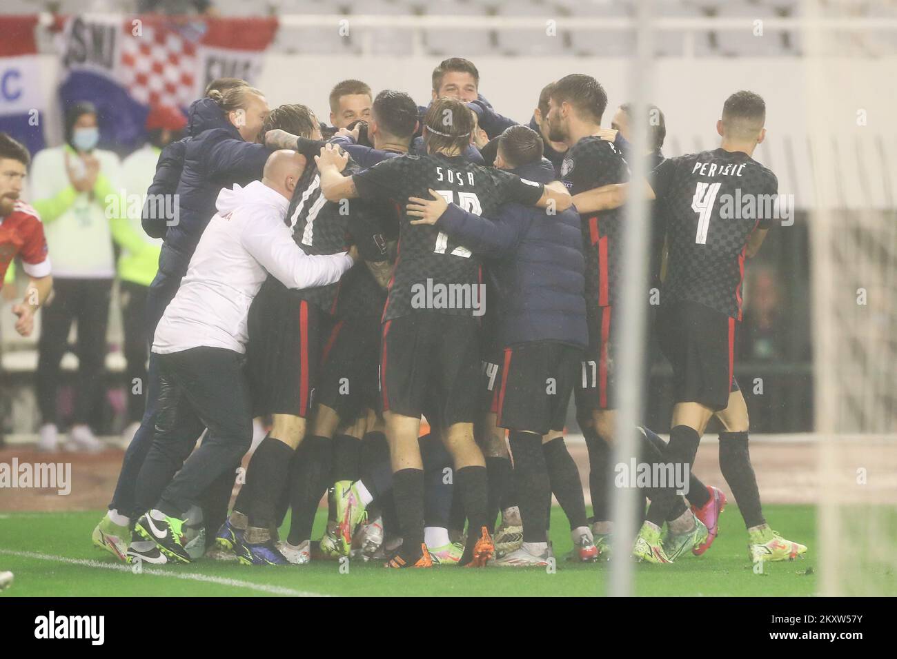 SPLIT, CROATIA - NOVEMBER 14: The Croatian national team celebrates the ...