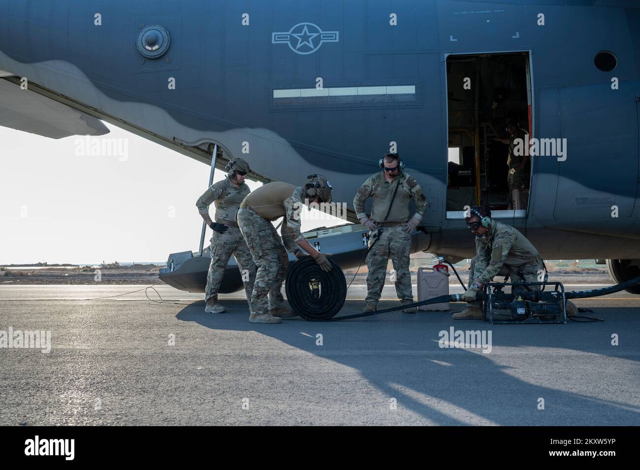 U.S. Air Force forward area refueling point (FARP) specialists and ...
