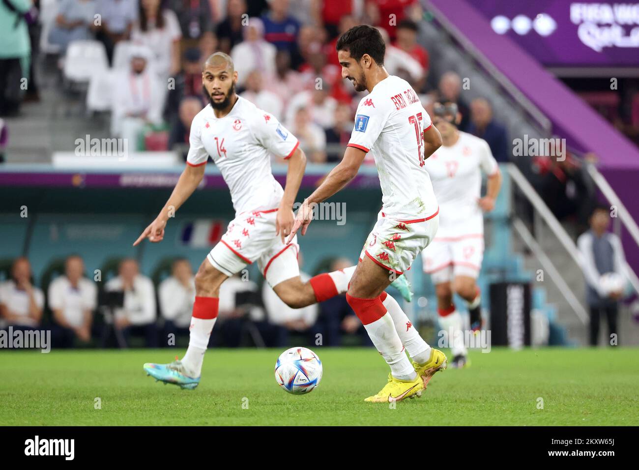 Doha, Qatar. 30th Nov, 2022. Aissa Laidouni of Tunisia, Mohamed Ali Ben ...