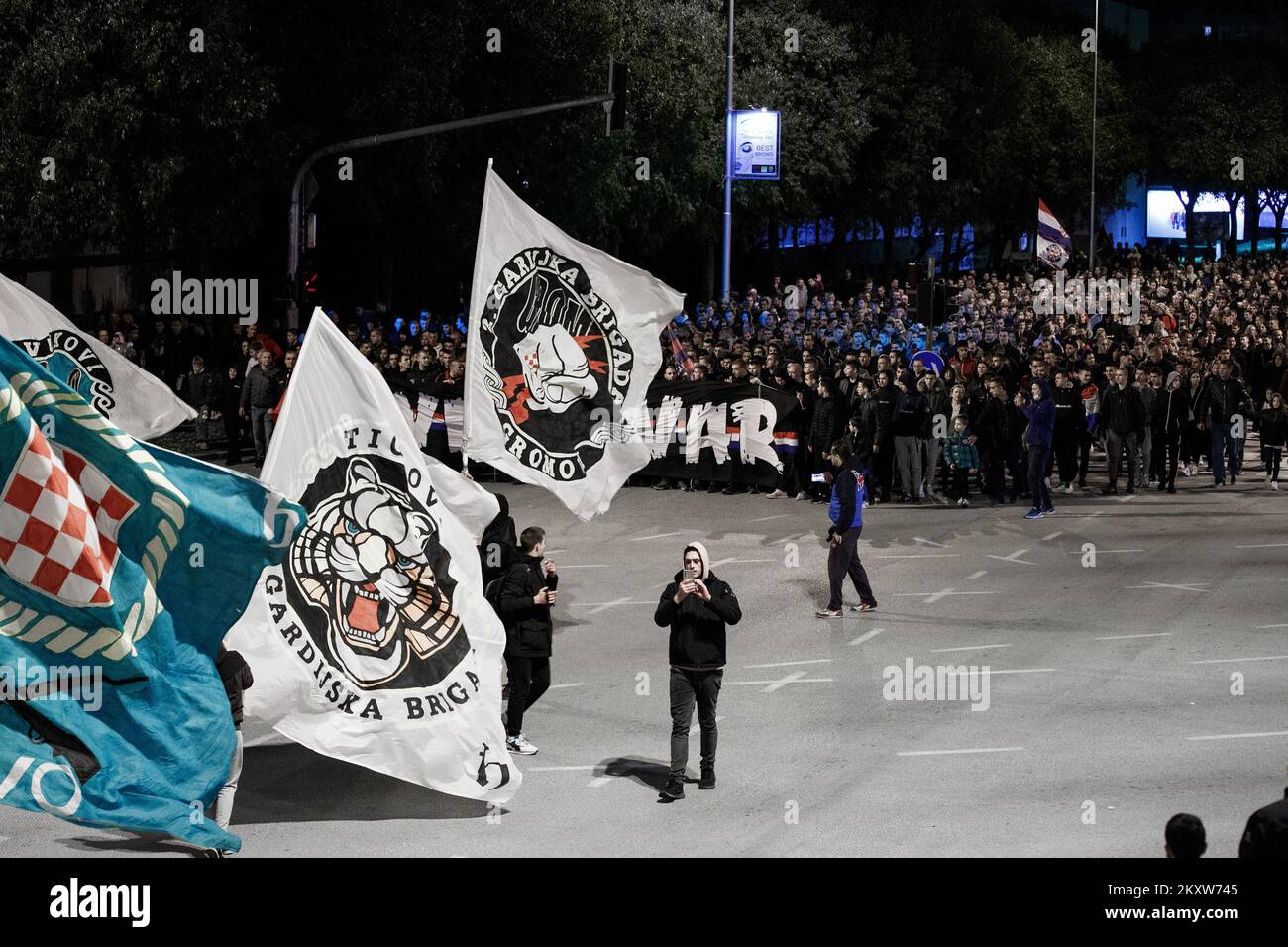 The young men carry the flags of the Guards Brigades that took part in ...