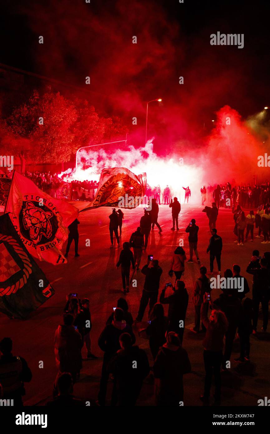 Parade and torchlight of HNK Hajduk Split supporters' group Torcida ...