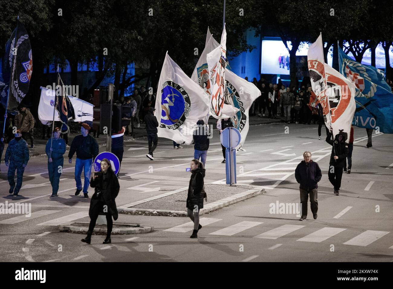 The young men carry the flags of the Guards Brigades that took part in ...