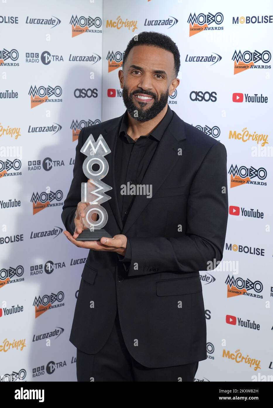 Craig David with the Outstanding Contribution award at the Mobo Awards ...