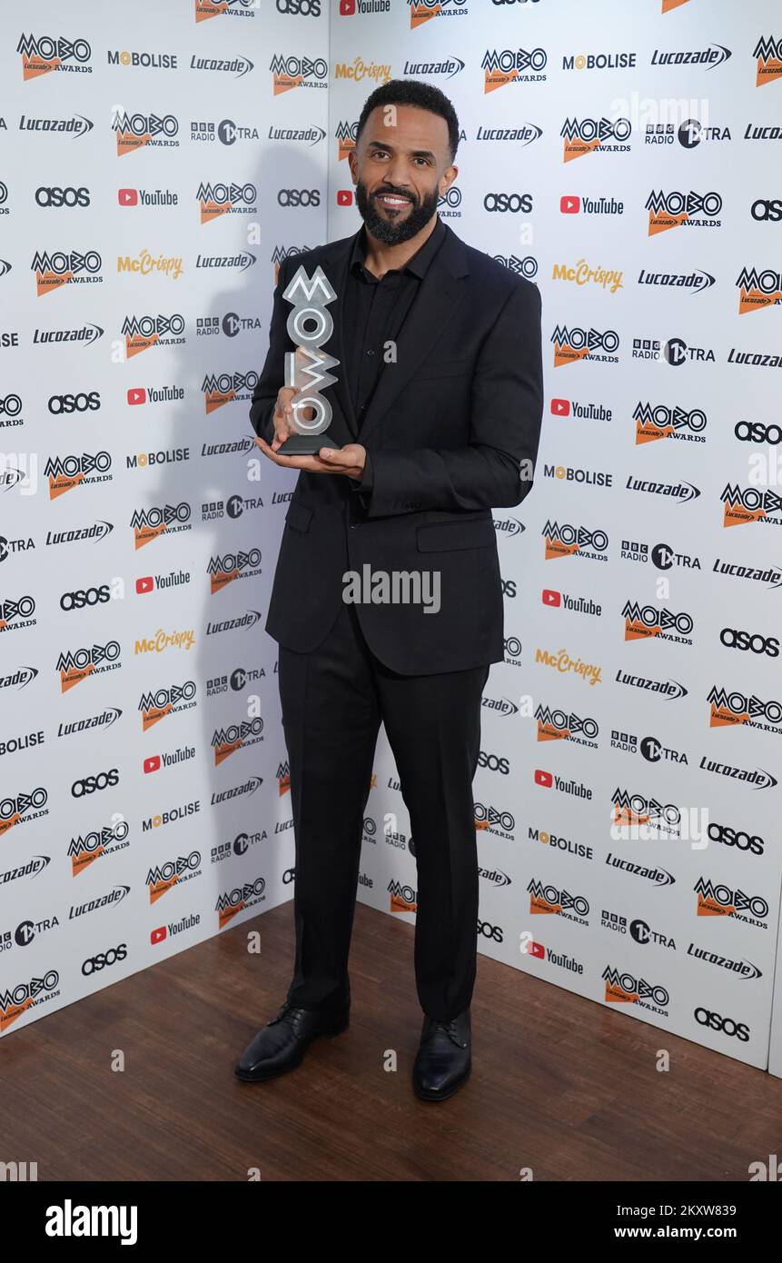 Craig David with the Outstanding Contribution award at the Mobo Awards ...