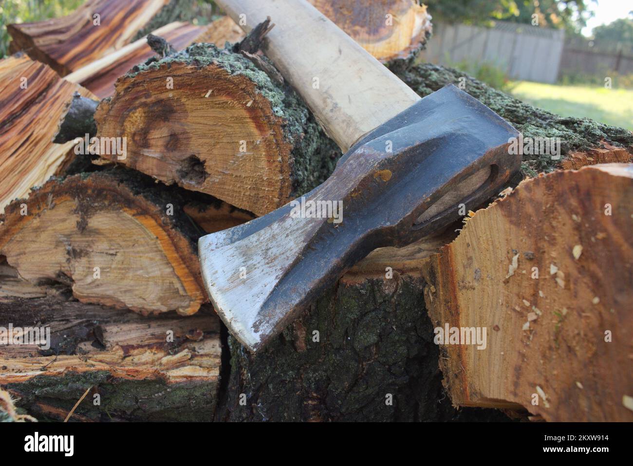 Ax firewood on nature hi-res stock photography and images - Alamy
