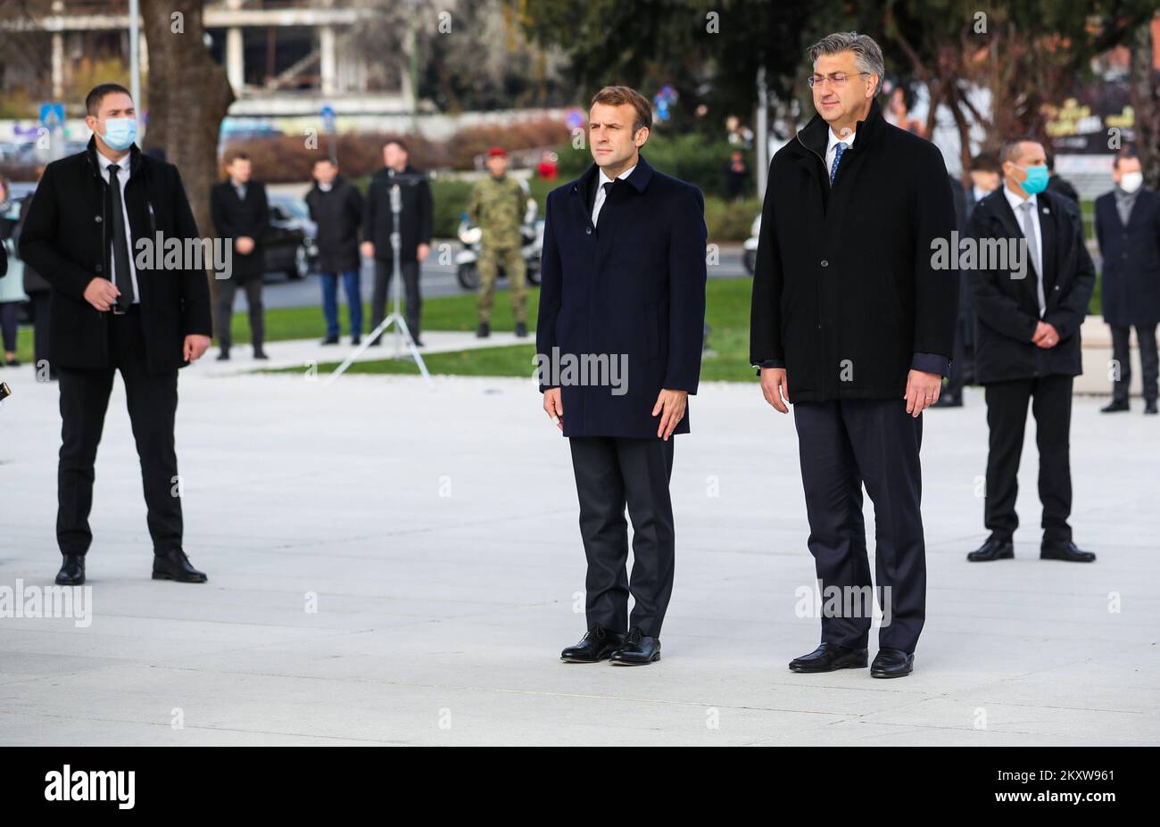 President of France Emmanuel Macron and Prime Minister of Croatia ...