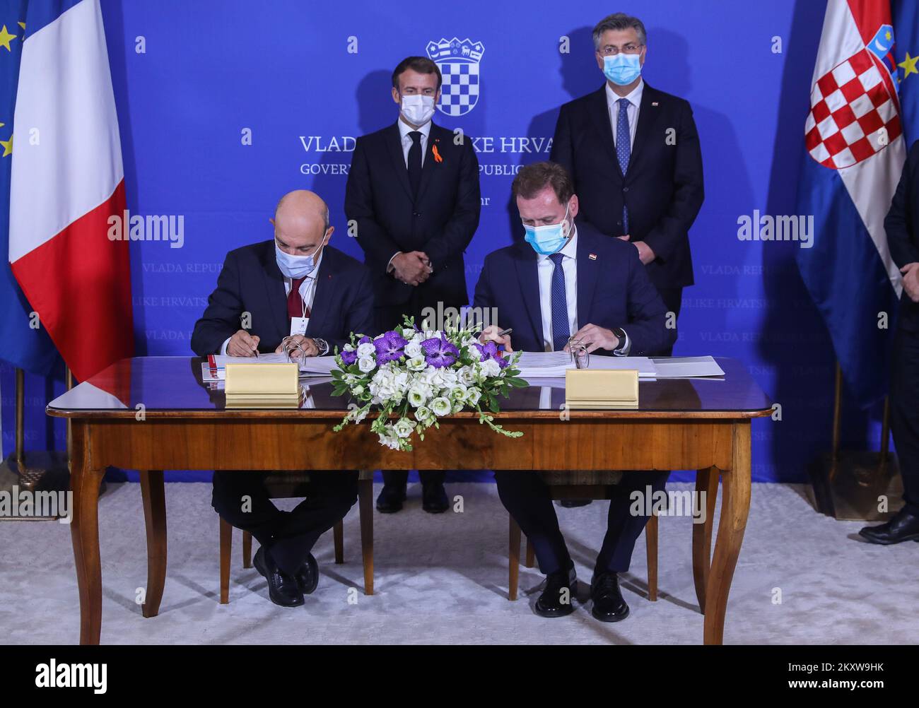 In the presence of Prime Minister Andrej Plenkovic and French President ...