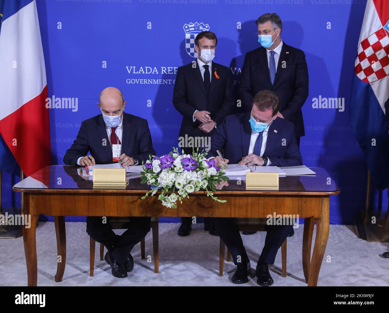 In the presence of Prime Minister Andrej Plenkovic and French President ...