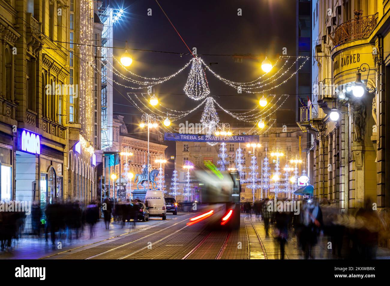 City lights in Ilica Street on the night of the beginning of Advent and ...
