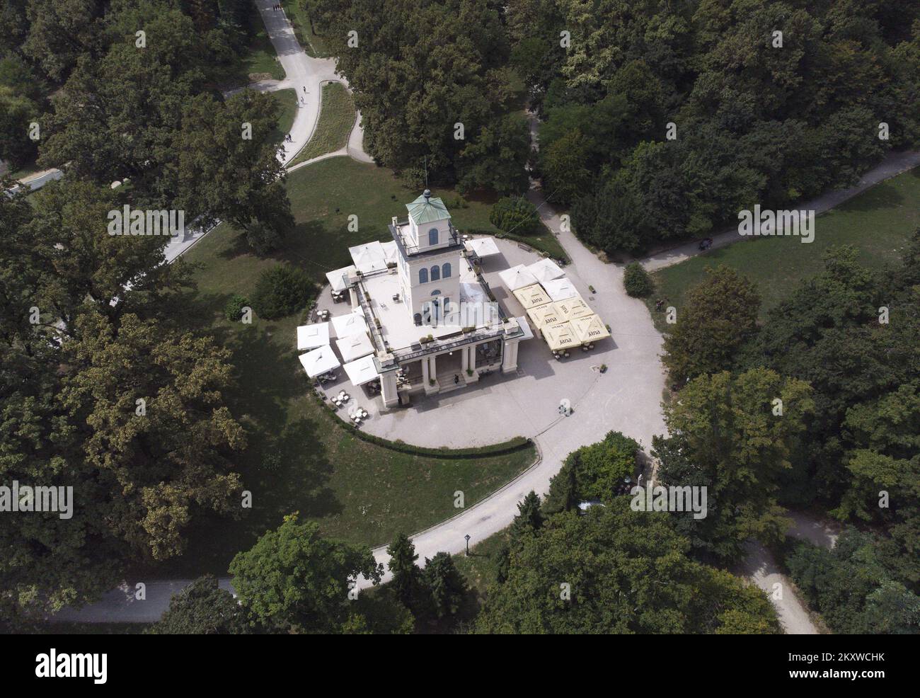 Aerial photo taken on August 4, 2021 shows Park Maksimir, in Zagreb ...