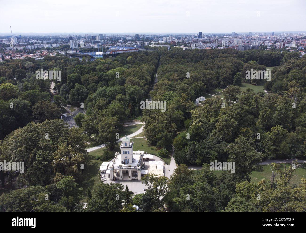 Aerial photo taken on August 4, 2021 shows Park Maksimir, in Zagreb ...