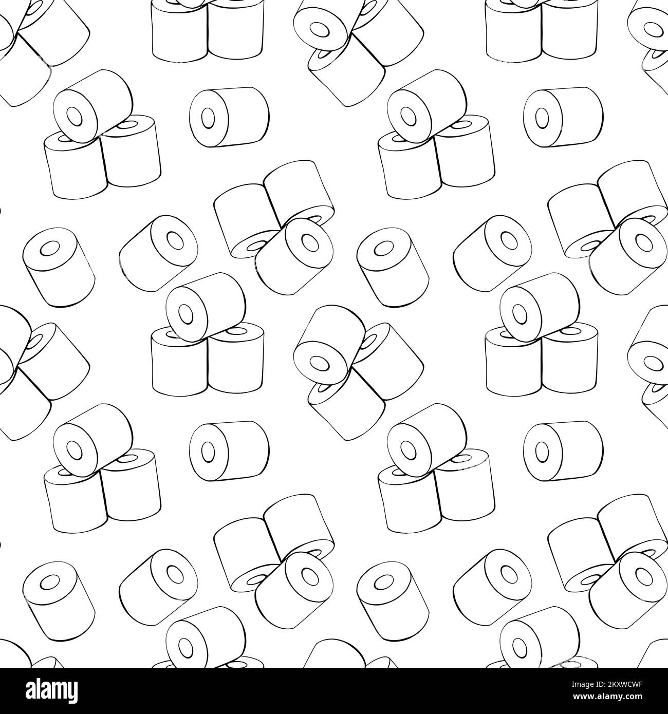 Toilet Paper Seamless Pattern Vector Flat Illustration Stock Vector