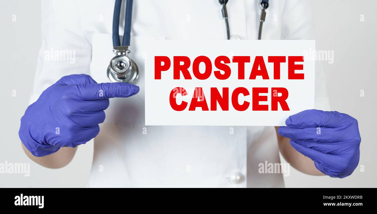 Medicine and health concept. The doctor points his finger at a sign ...