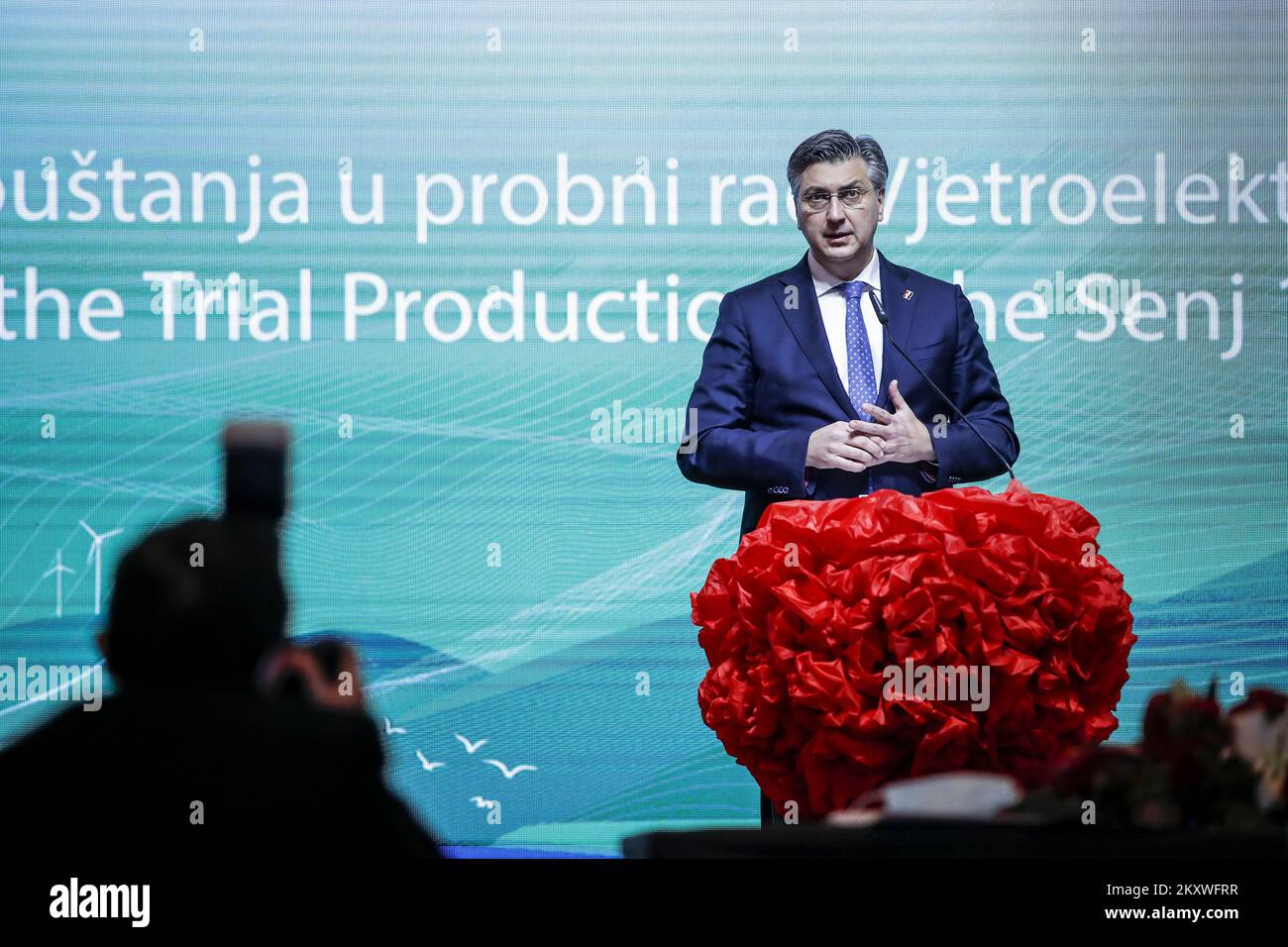 Prime Minister of Croatia Andrej Plenkovic speaks on the ceremony of ...
