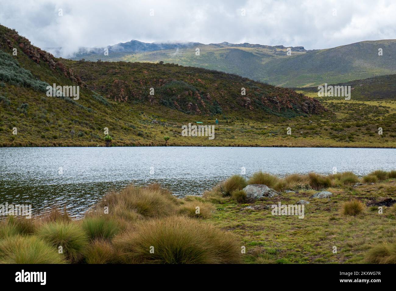 Scenic view of Lake Ellis on Chogoria Route, Mount Kenya National Park ...