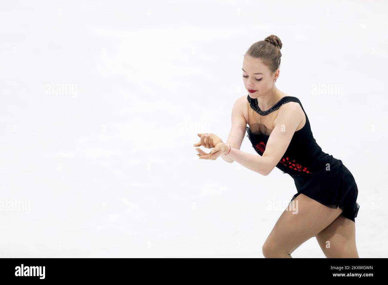 Anastasiia Gubanova of Georgia competes in the Women's Short Program ...