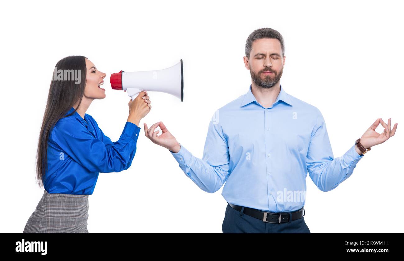 Businesspeople argue loudspeaker hi-res stock photography and images ...