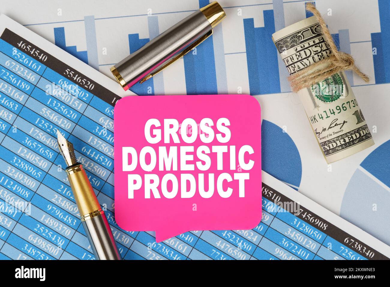 Business and finance concept. Among the financial statements and charts ...